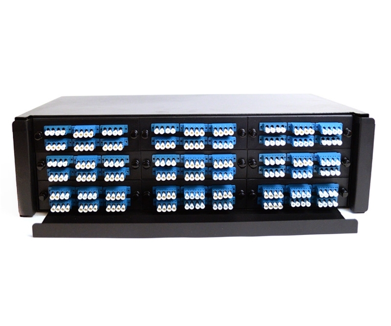 3U 19" Patch Panel for 9 F-Type Adapter Plates | Fibertronics, Inc.