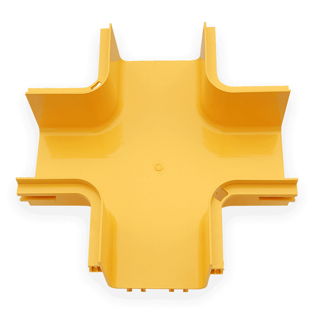 FiberTrack™ 4-Way 120mm Cable Runner Yellow ABS | Fibertronics, Inc.