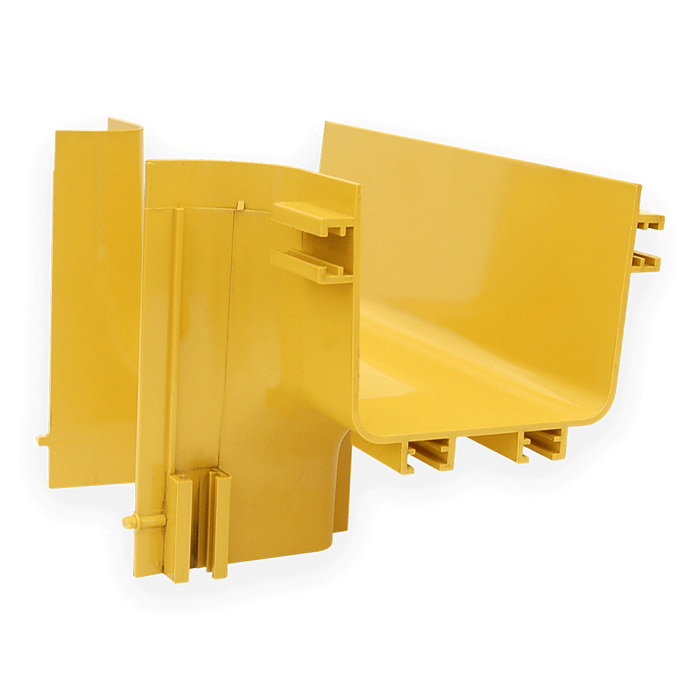 FiberTrack™ Vertical T 120mm Cable Runner Yellow ABS | Fibertronics, Inc.