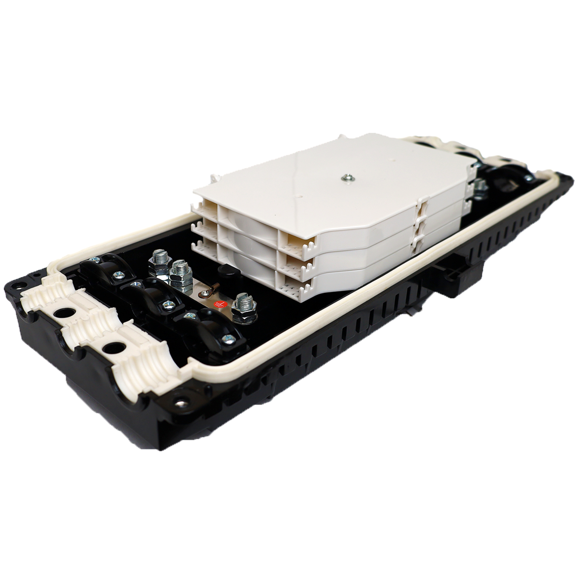 72-Fiber Horizontal Outdoor Splice Closure – 6 Ports (2×12mm, 2×20mm, 2 ...