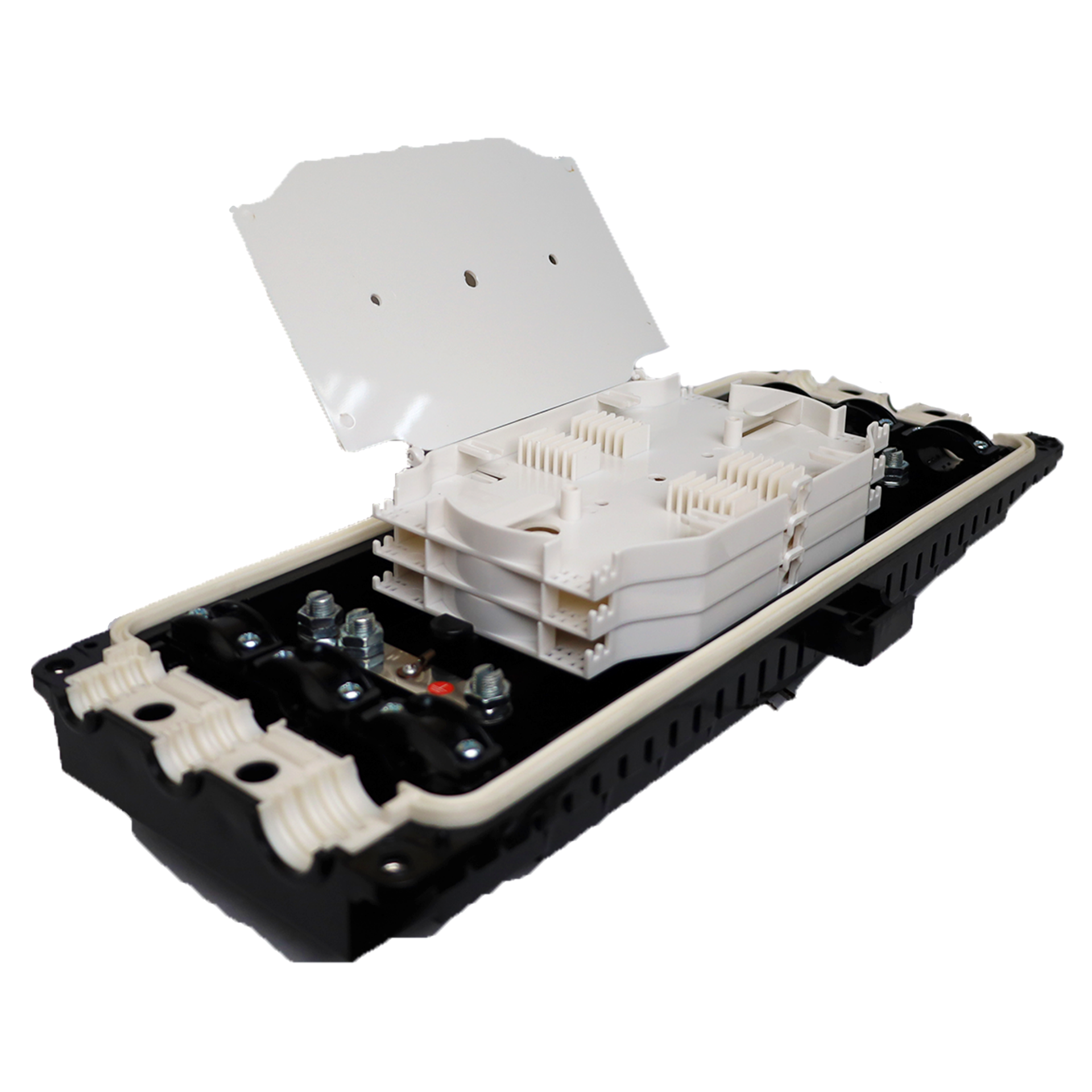 72-Fiber Horizontal Outdoor Splice Closure – 6 Ports (2×12mm, 2×20mm, 2 ...